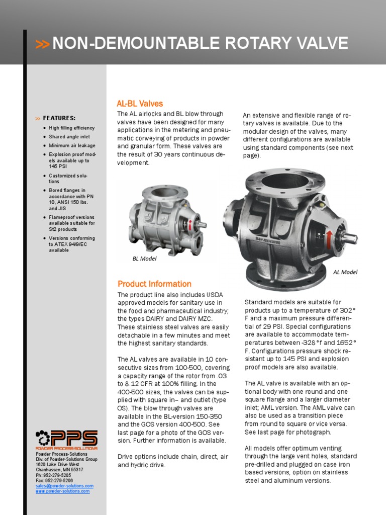 USDA Approved Rotary Valves Overview | PDF | Valve | Steel