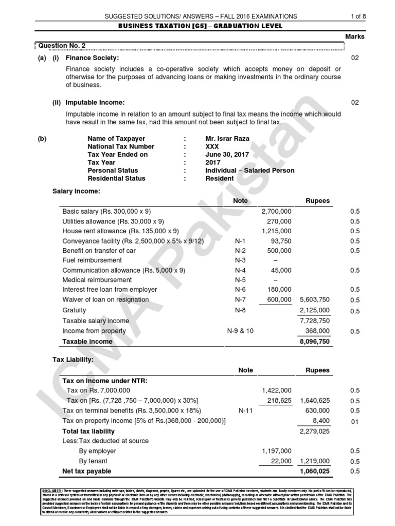 ICMAP Past Papaer 2017 | PDF | Tax Deduction | Taxes