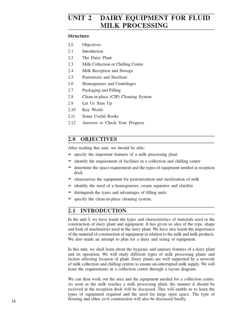 Dairy Equipment For Fluid Milk Processing | PDF | Dairy | Milk