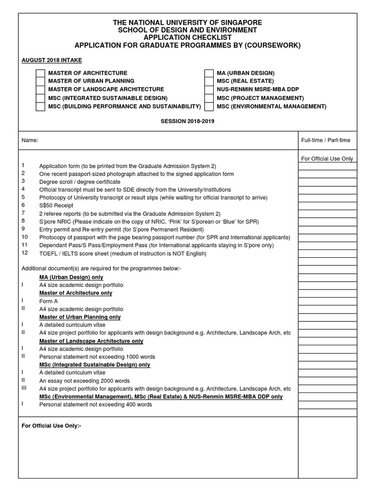 Application Checklist | PDF | Master Of Science | Academia