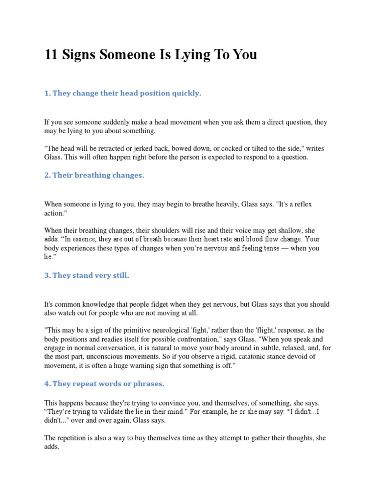 11 Signs Someone Is Lying To You | PDF | Lie | Deception