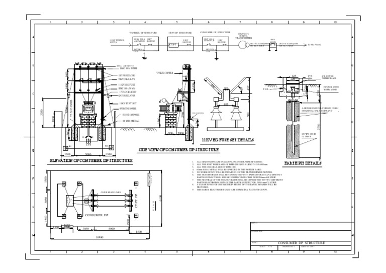 Side View of Consumer DP Structure: 11Kv HG Fuse Set Details | PDF ...