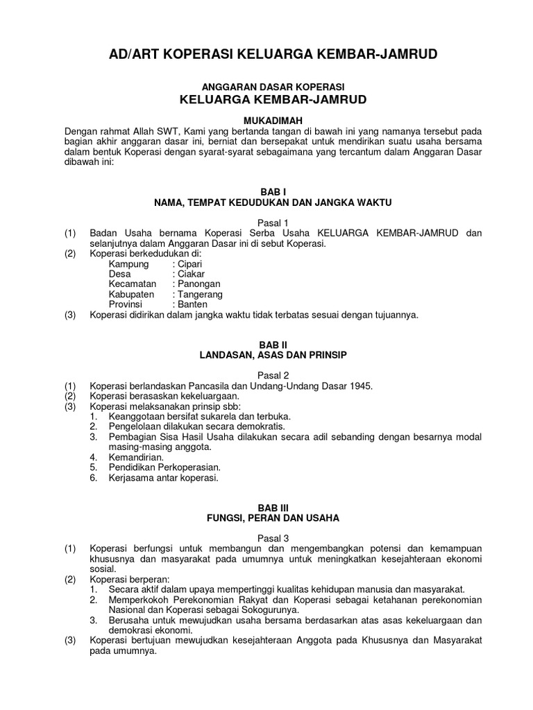 Adart Koperasi | PDF