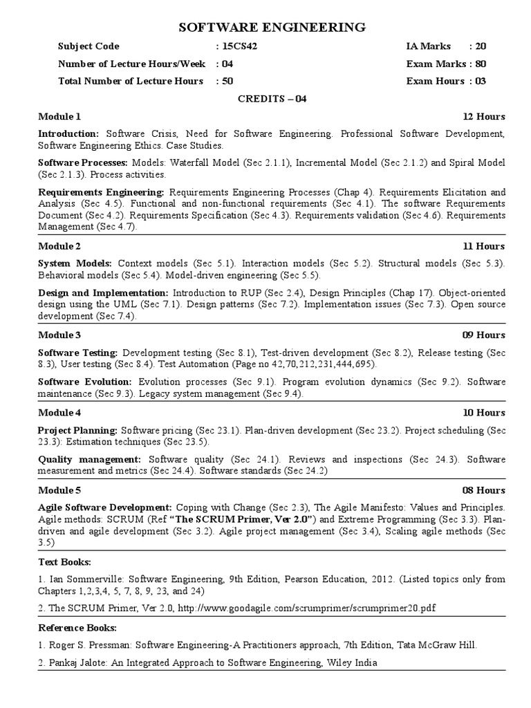 SE Syll | PDF | Agile Software Development | Software Development