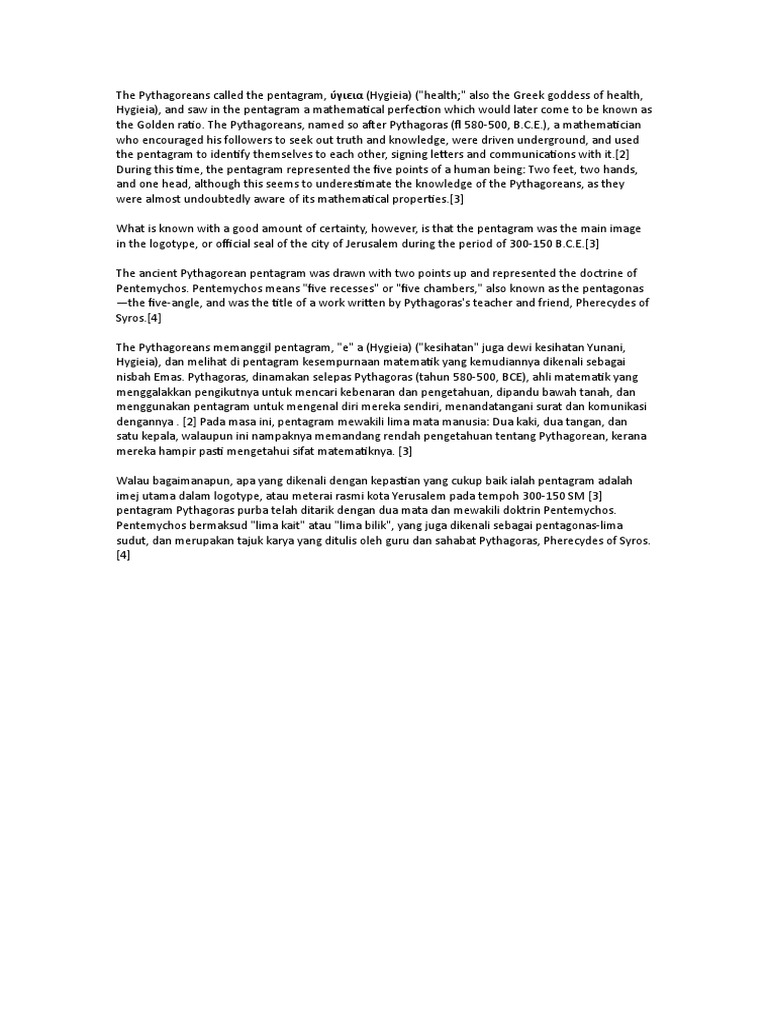 The Pythagoreans Called The Pentagram | PDF | Pythagoras | Mysticism