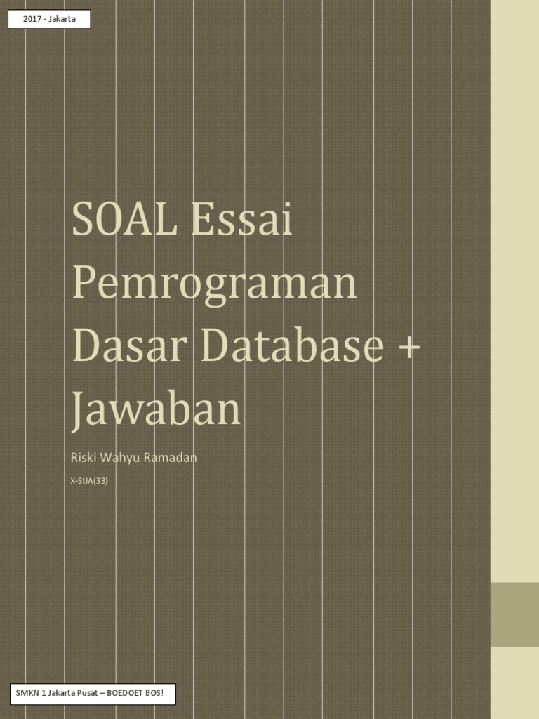 Soal Essai Pemrograman Dasar Database | PDF