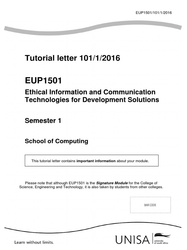 EUP1501 101 - 2016 - 1 - B PDF | PDF | Educational Assessment | Online ...