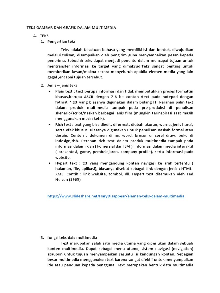 Teks dan Gambar dalam Multimedia | PDF