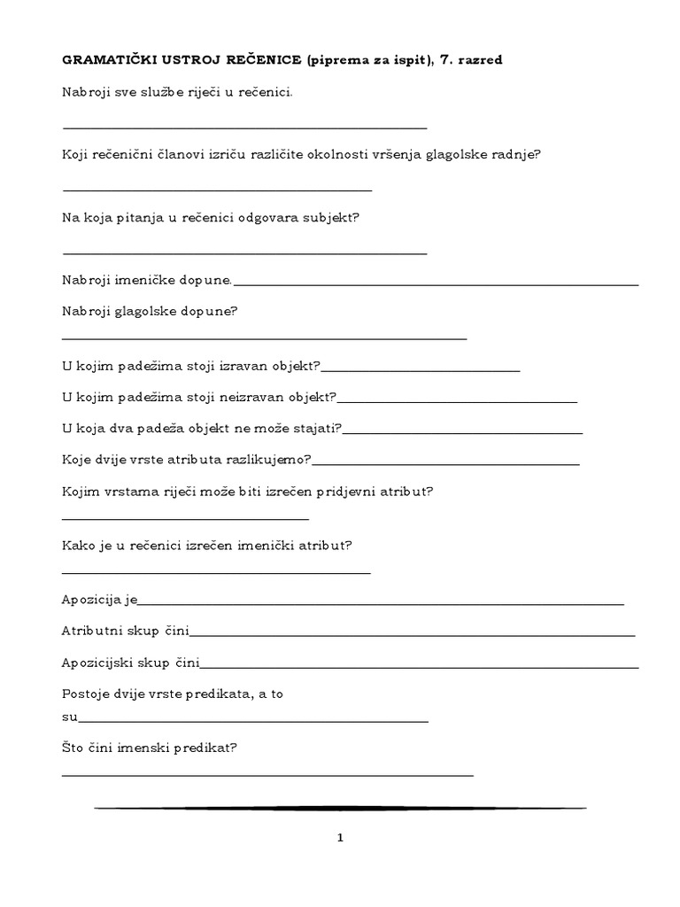 Gramaticki Ustroj Recenice | PDF