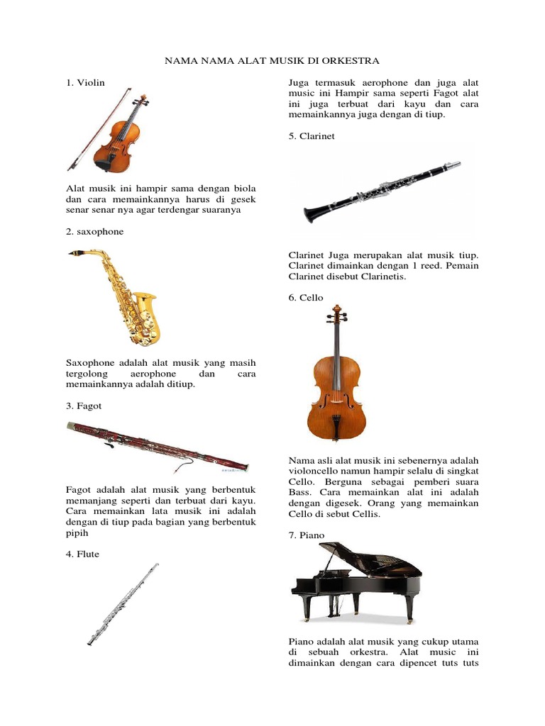 Nama Nama Alat Musik Di Orkestra