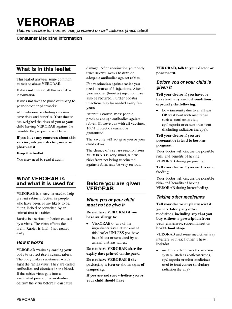Verorab PDF | PDF | Rabies | Vaccines