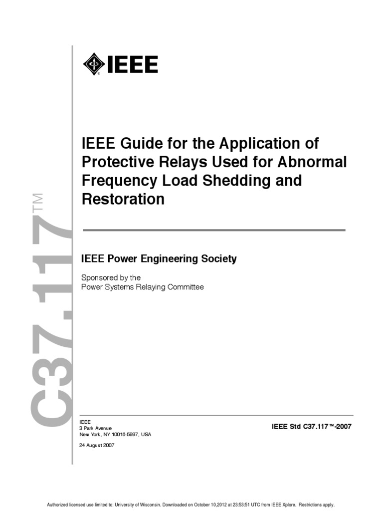 IEEE Guide For The Application of Protective Relays Used For Abnormal ...