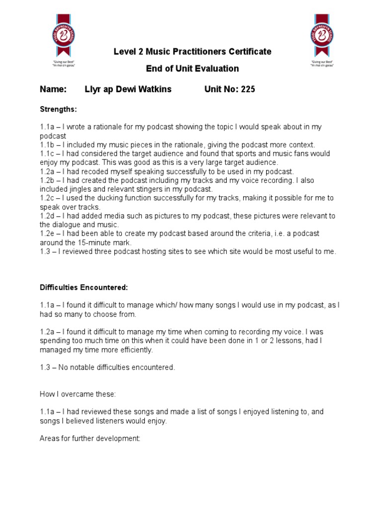 Evaluation Template | PDF | Podcast | Communication