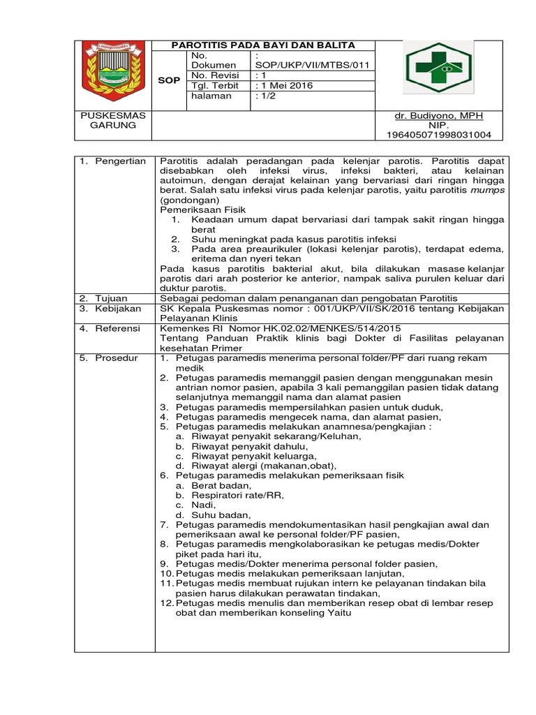 Obat Parotitis untuk Anak Balita | PDF