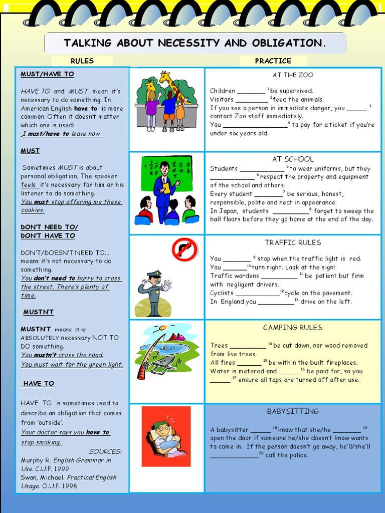 Talking About Necessity And Obligation.: Rules Practice