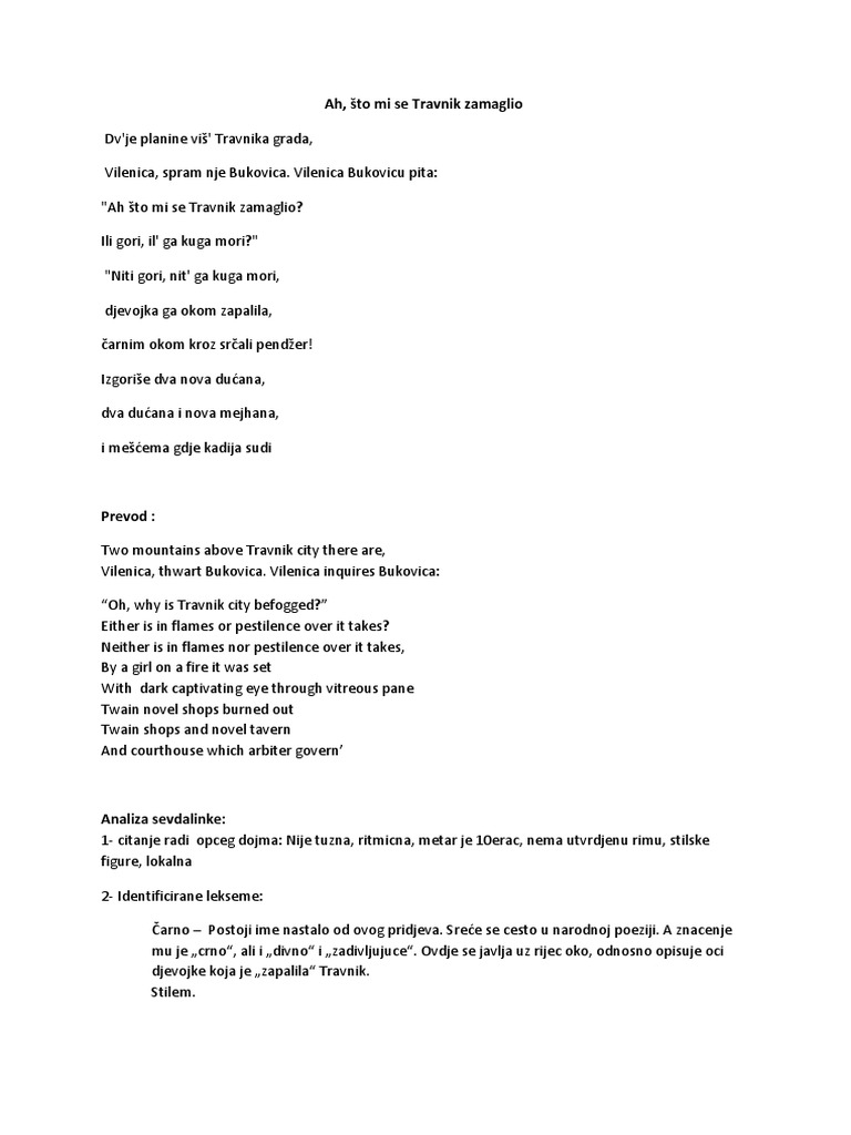 Ispit Iz PP (Sevdalinka) | PDF