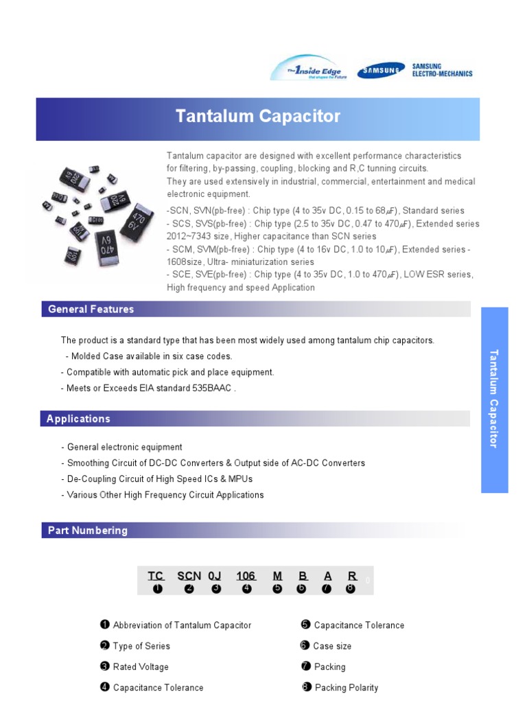 Tantalum Capacitor Specs | PDF | Quantity | Components