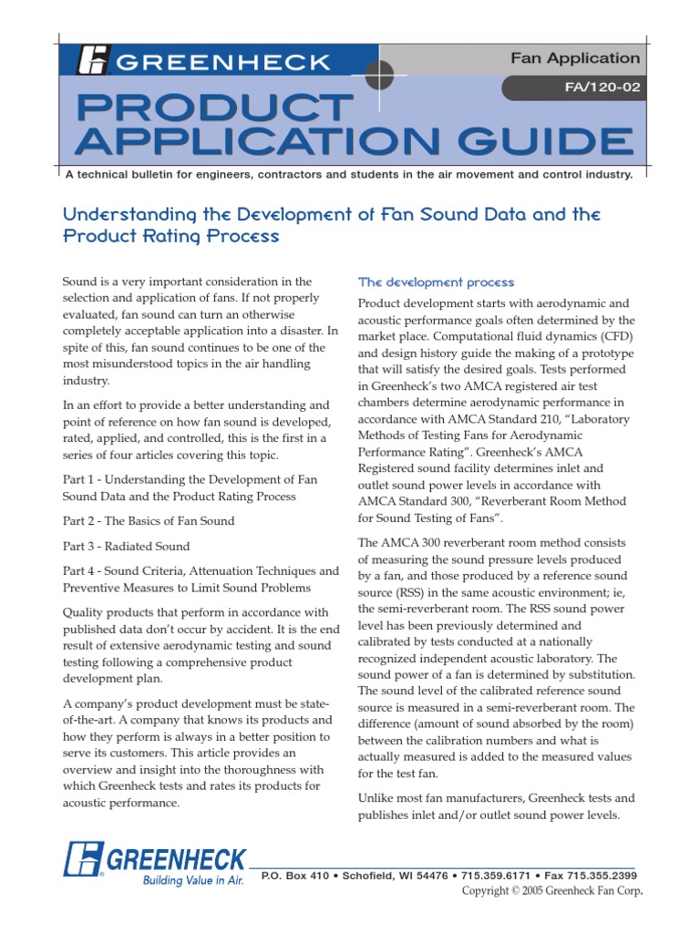 Understanding The Development of Fan Sound Data and The Product Rating ...