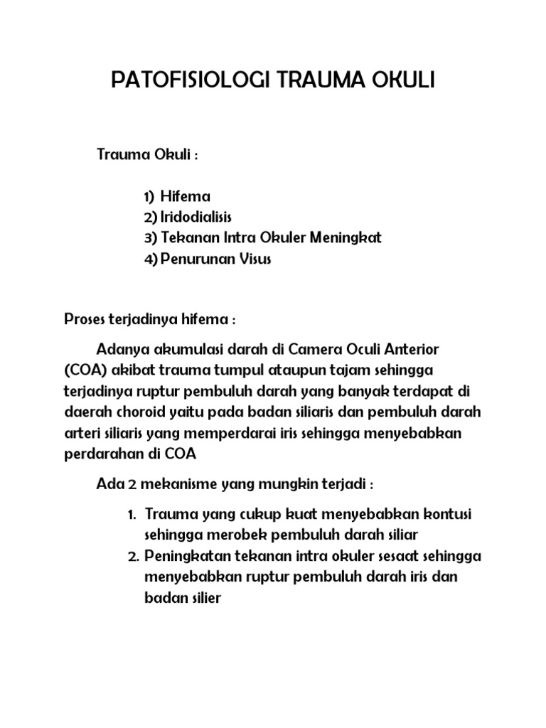 Patofisiologi Trauma Okuli | PDF