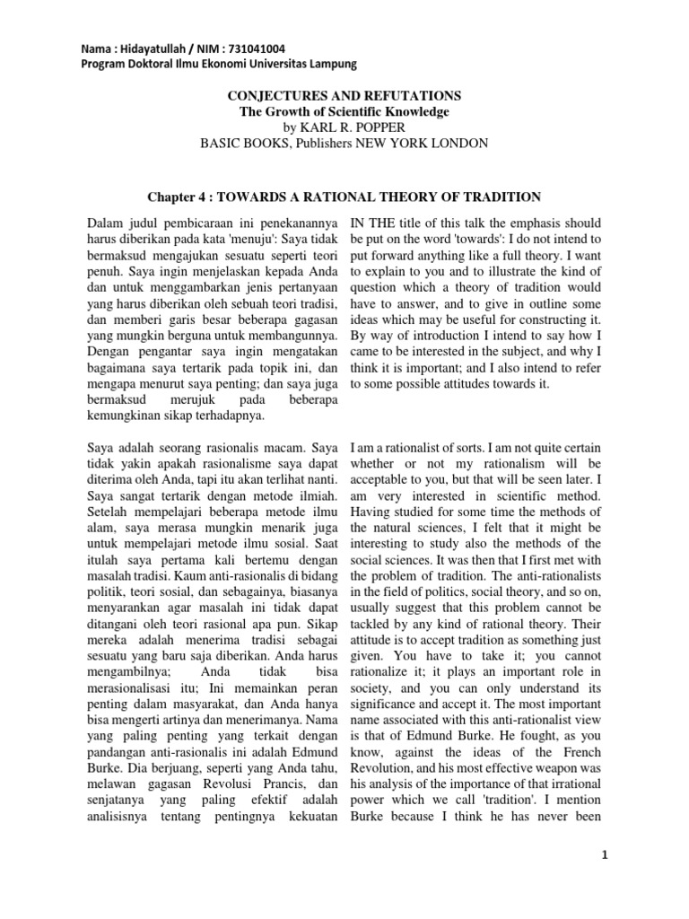 Chapter 4 - Towards A Rational Theory of Tradition - 1731041004 | PDF ...