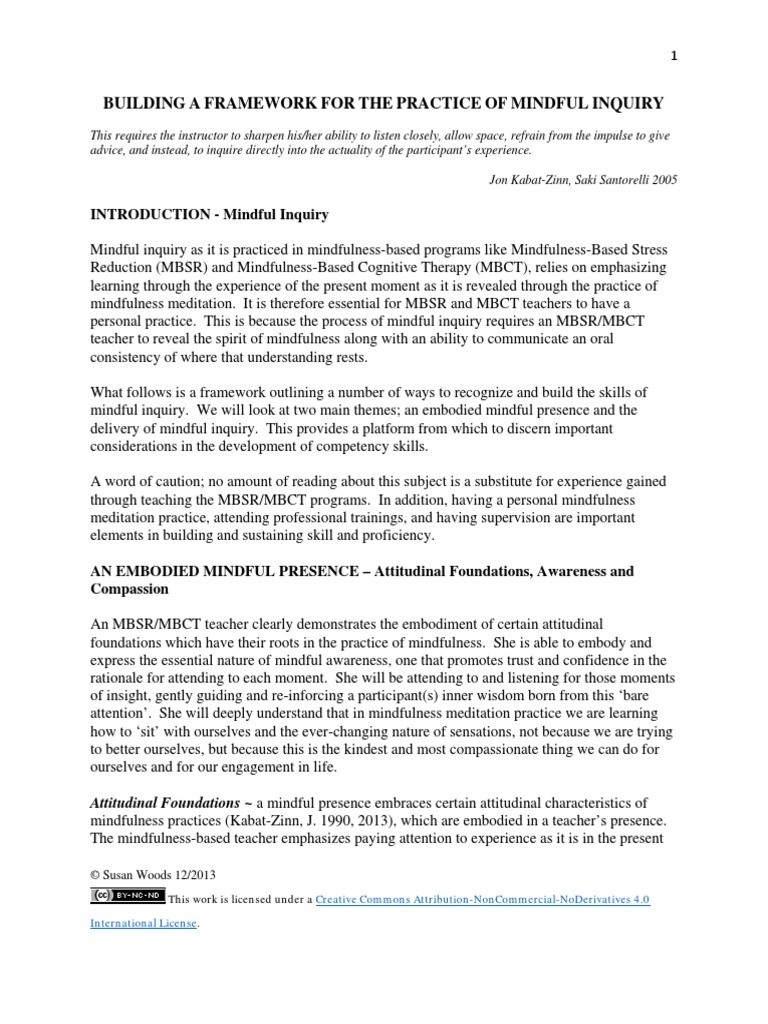 Building A Framework For The Practice of Mindful Inquiry | PDF ...