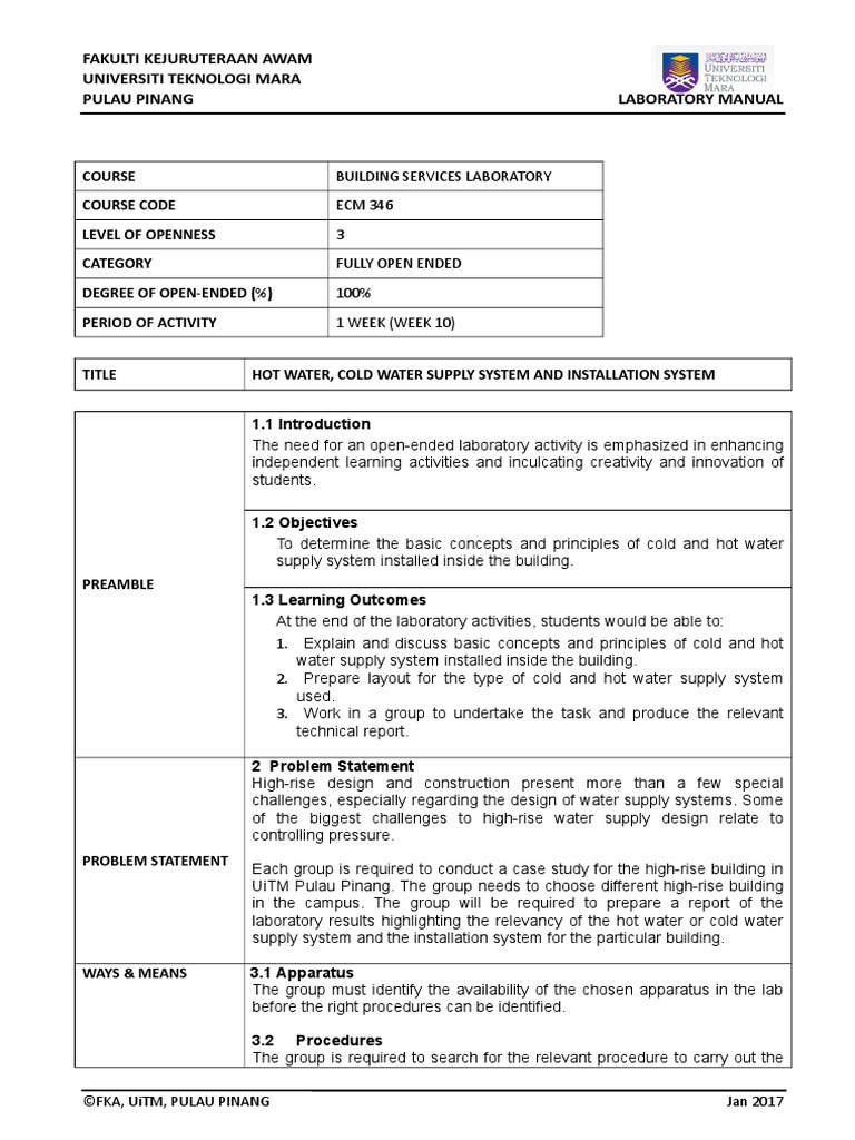 9 Level 3 - Hot Water, Cold Water Supply System & Installation System ...