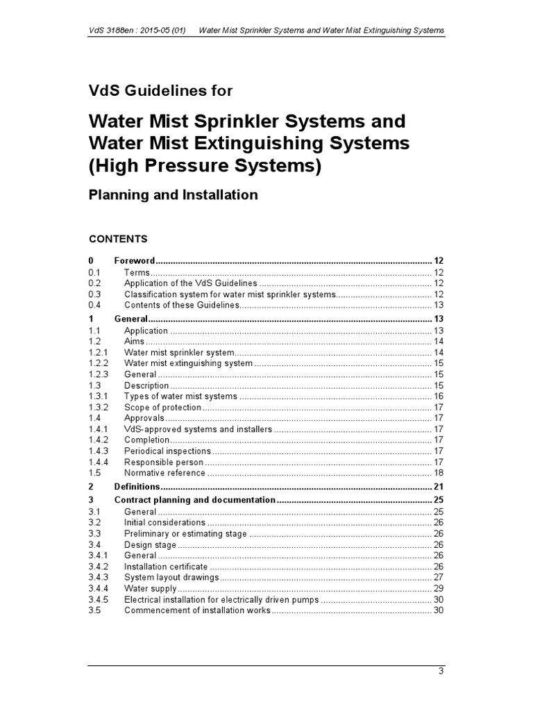 Water Mist Sprinkler Systems and Water Mist Extinguishing Systems (High ...