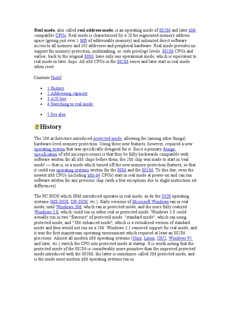 Real Mode | PDF | Ibm Pc Compatibles | Microcomputers