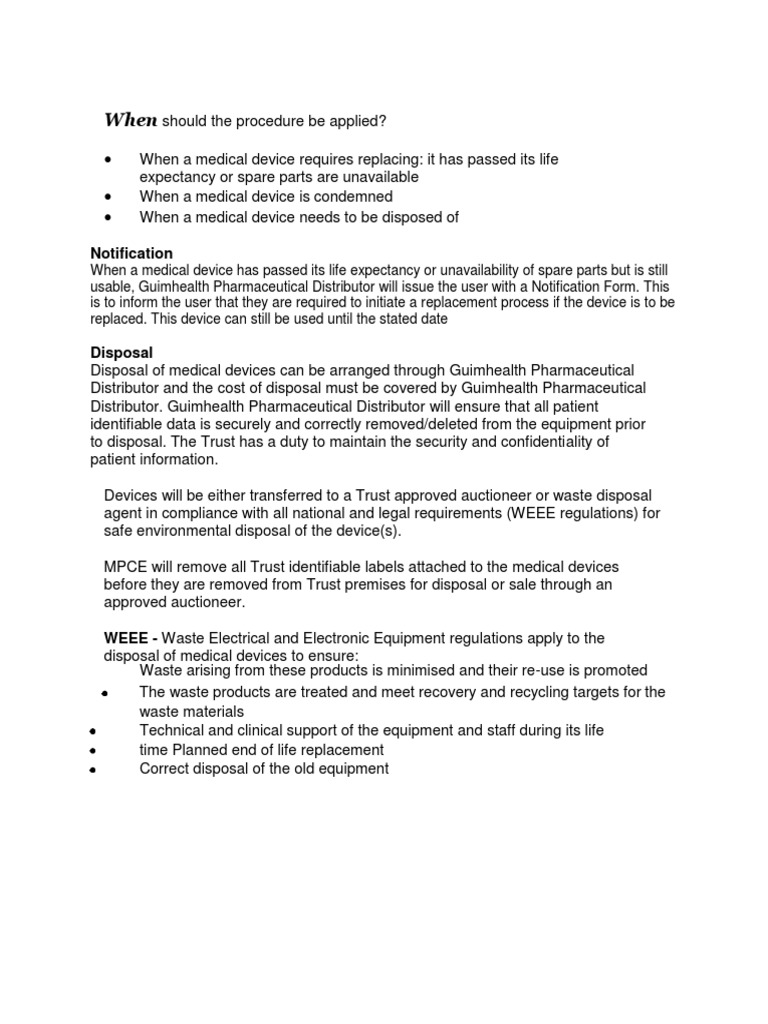 Destruction of Medical Devices | PDF | Waste Management | Medical Device