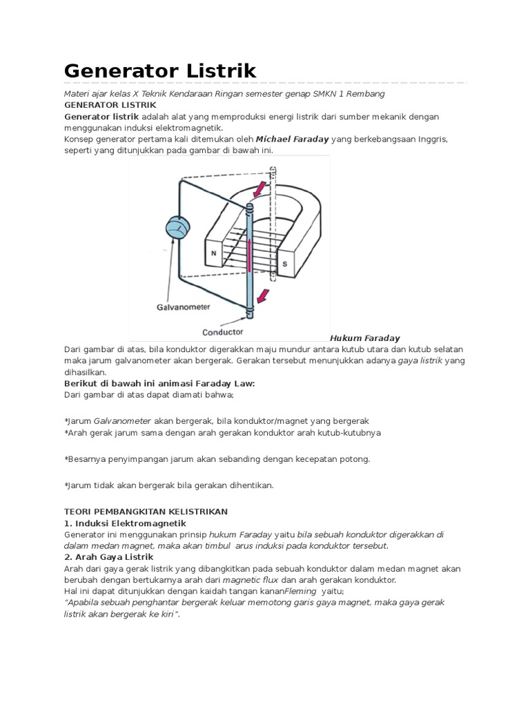 Prinsip Kerja Generator Listrik | PDF | Griya & Taman | Sains & Matematika