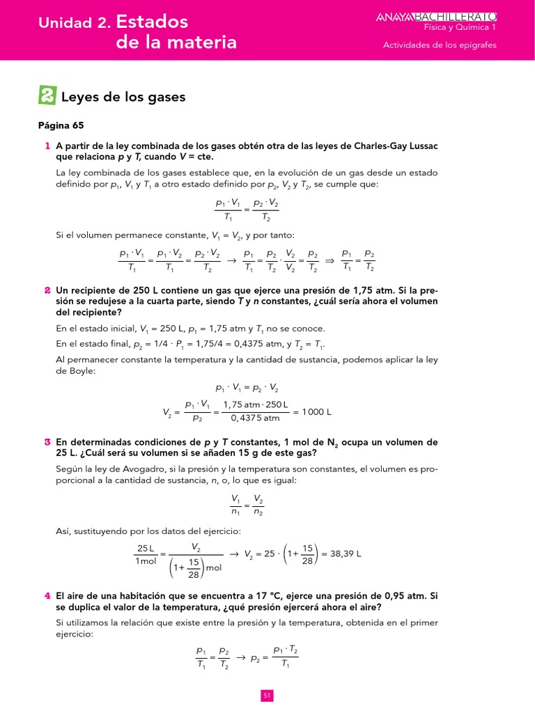 sOLUCIONARIO Fyq Tema 2 1º Bach PDF | PDF