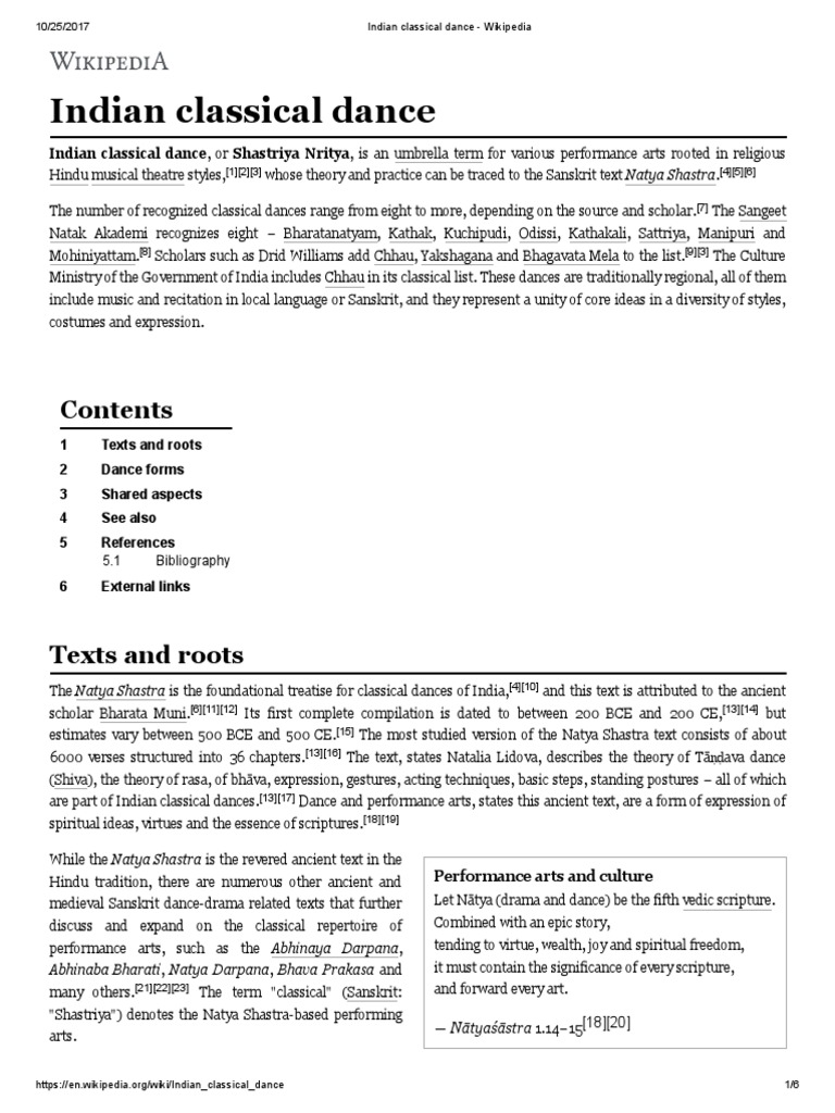 Indian Classical Dance - Wikipedia | PDF | Performing Arts | Dances