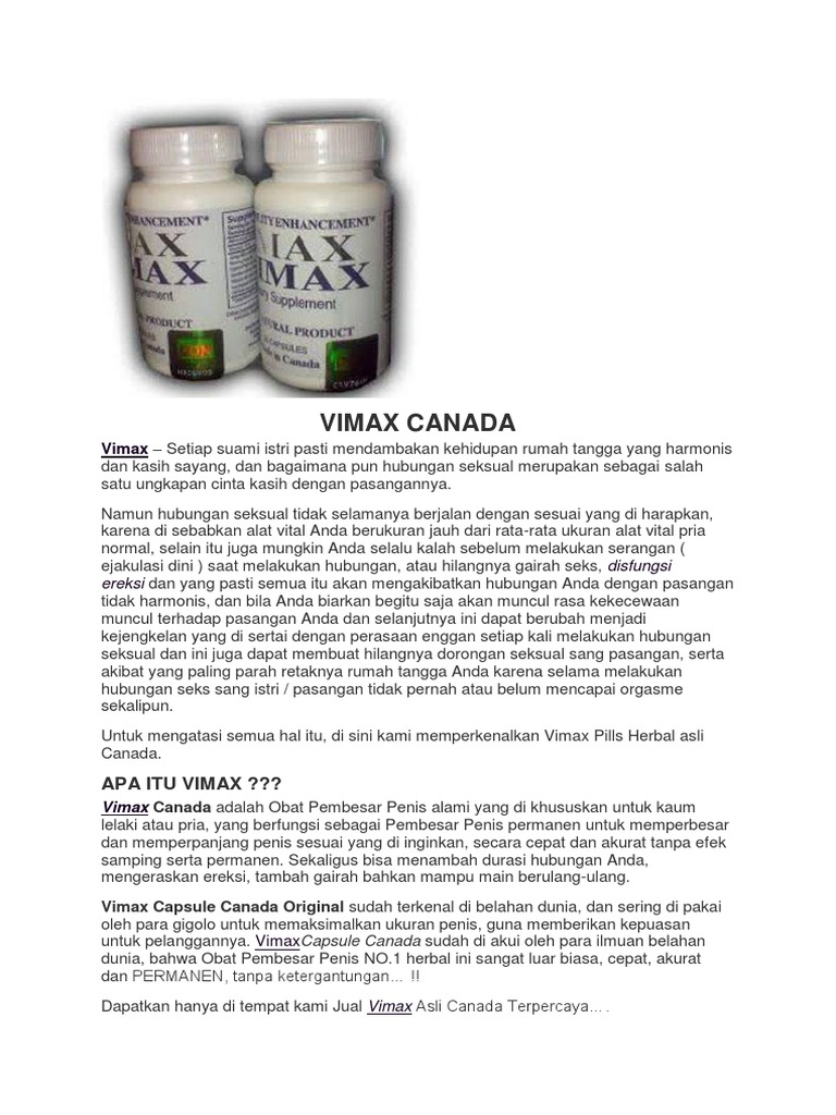 Vimax Canada: Obat Pembesar Penis Alami | PDF