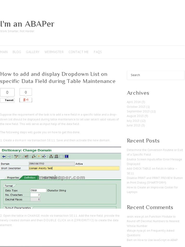 Dropdown List On Specific Data Field in SM30 | PDF | Word Press | Cyberspace