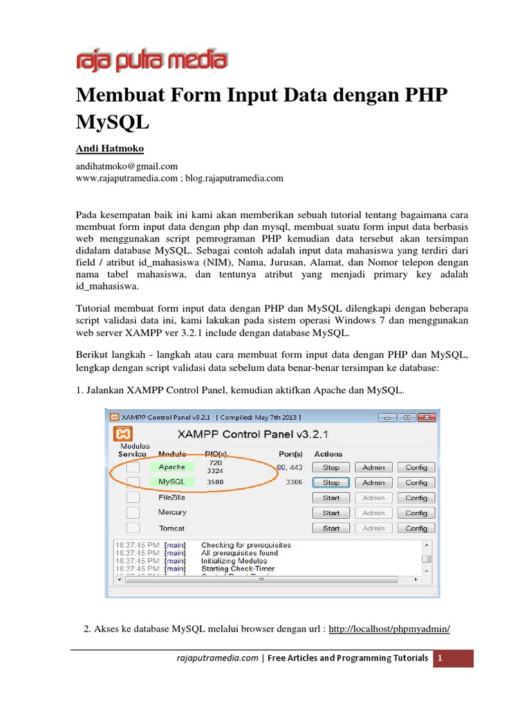 Membuat Form Input Data Dengan PHP MySQL | PDF