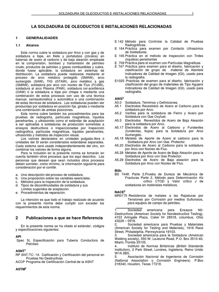 API 1104 Español | PDF | Soldadura | Construcción
