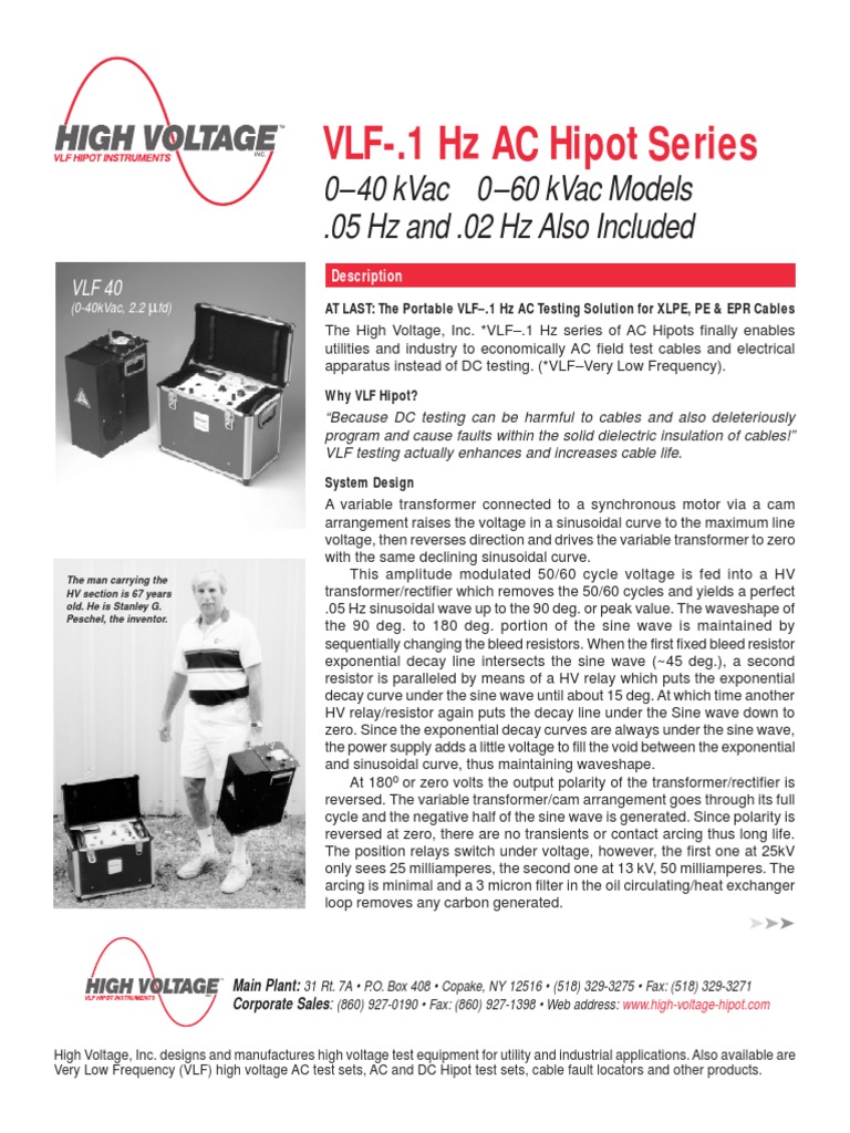 Equipos Pruebas VLF Marca High Voltage (English) | PDF | Alternating ...