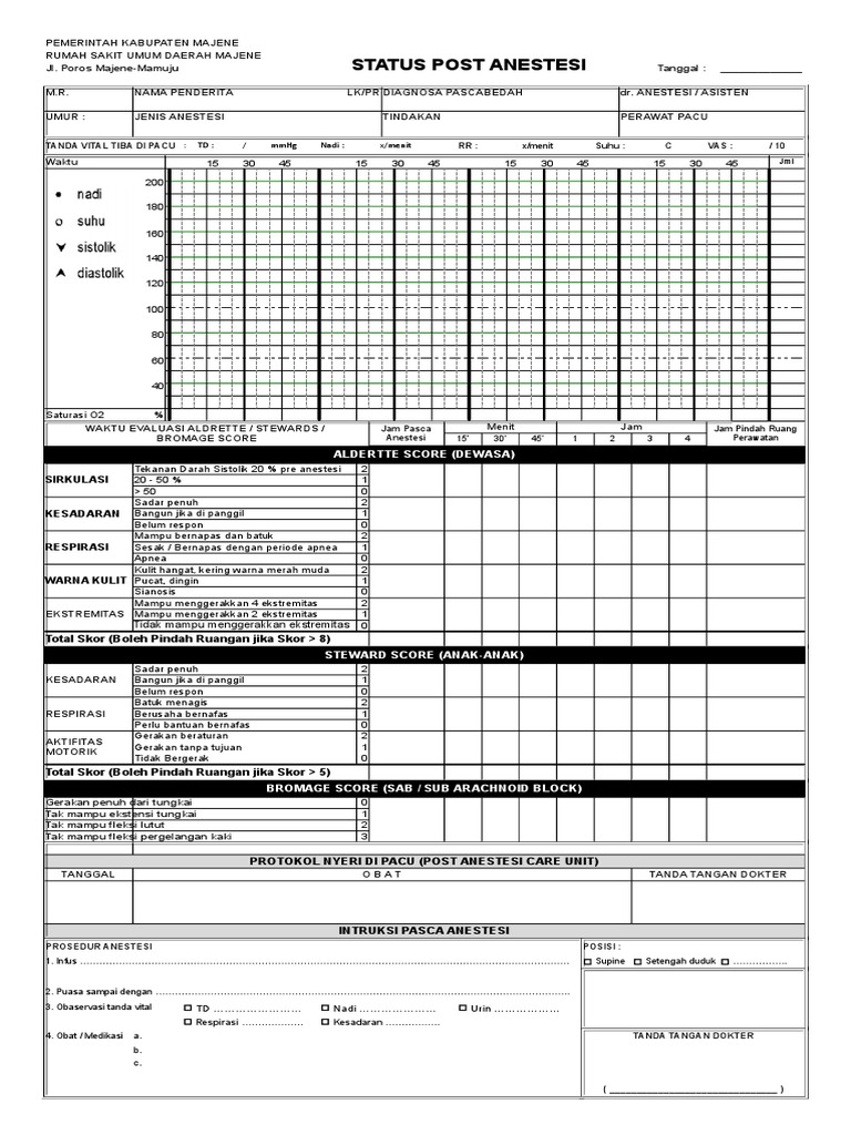 Form - Status Post Anestesi | PDF