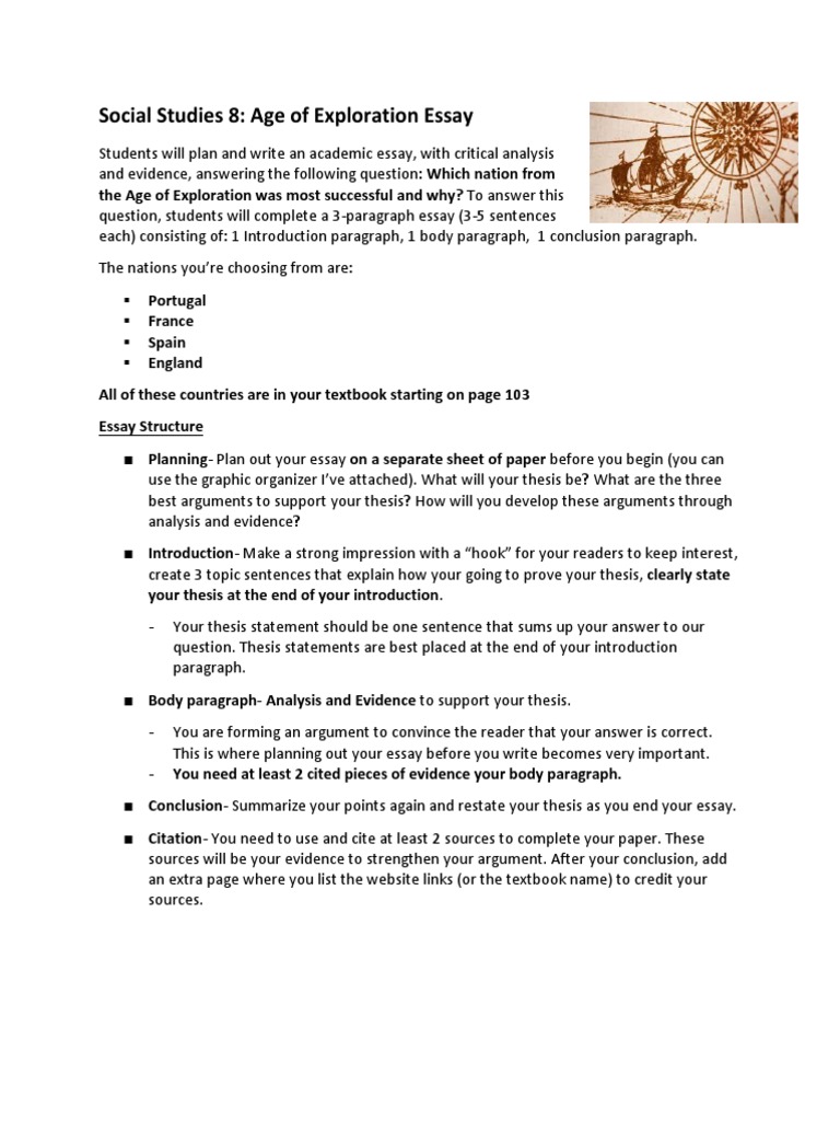 Modified Age of Exploration Essay | PDF | Essays | Argument