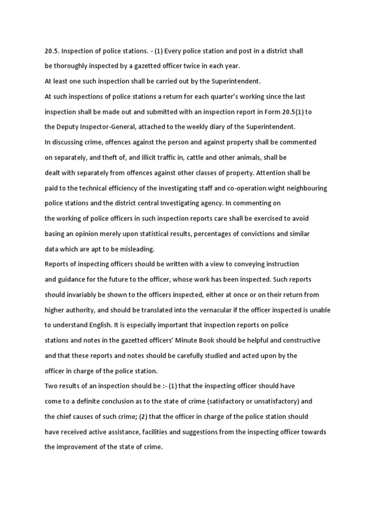 Inspection of Police Station | PDF | Police | Crime & Violence
