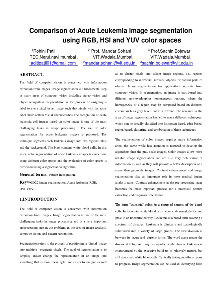 Comparision of RGB, HSI, YUV Color Spaces | PDF | Image Segmentation ...