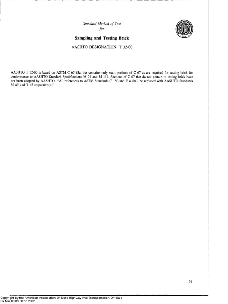 Brick Astm c67 | PDF