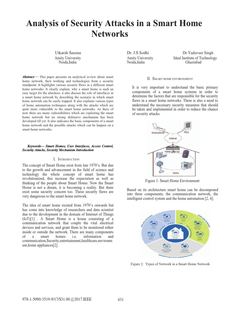 Analysis of Security Attacks in A Smart Home Networks | PDF | Home ...