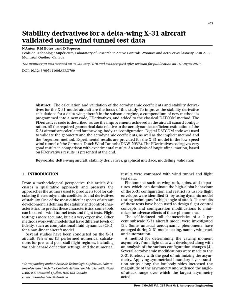 Stability Derivatives of X-11 Aircraft | PDF | Flight Dynamics (Fixed ...