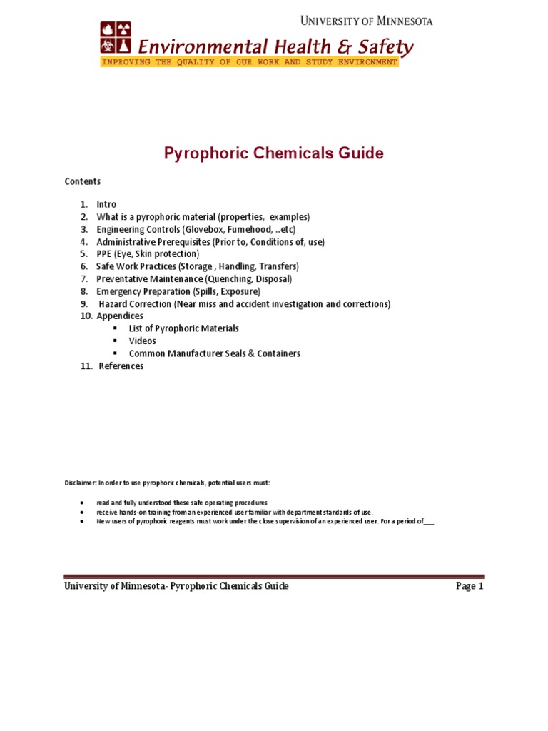Pyrophoric Chemicals Guide | Syringe | Potassium