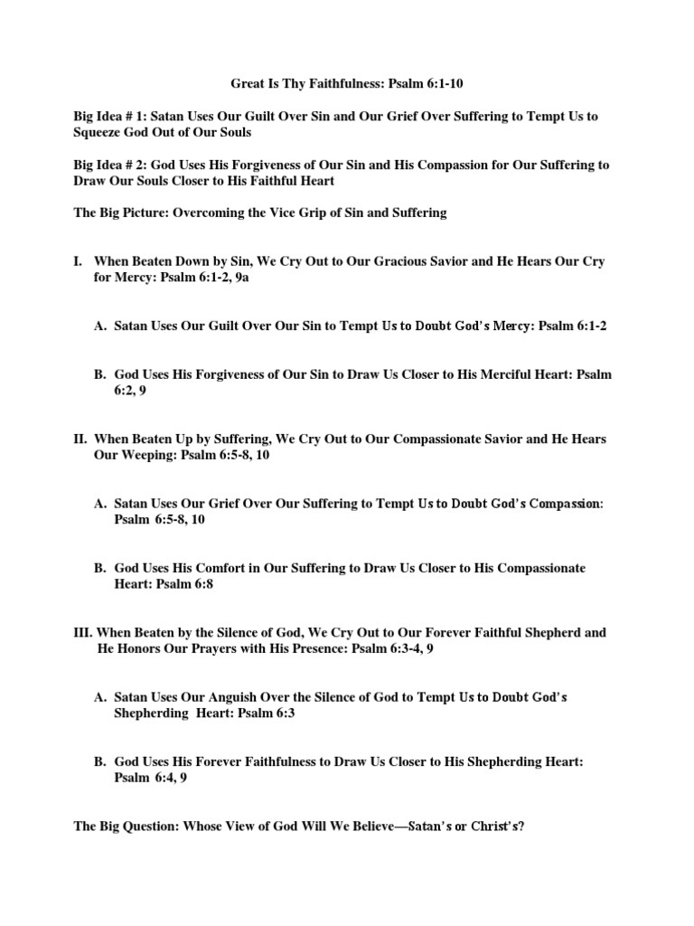 Psalm 6 Outline | PDF