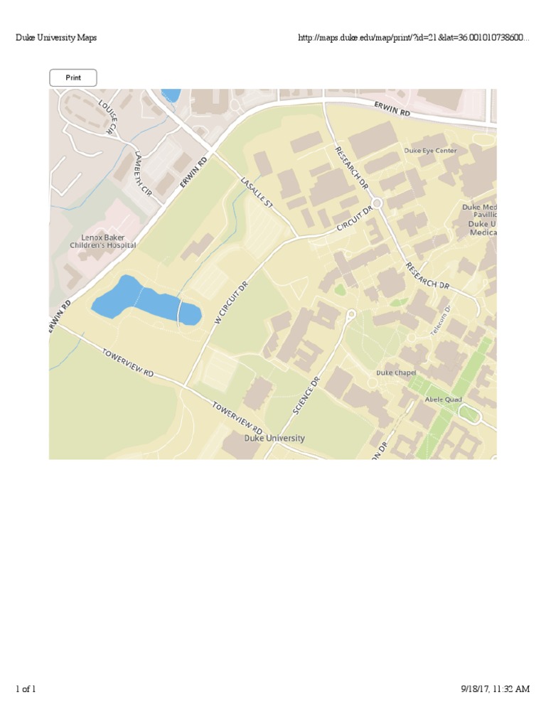 Duke University Maps: Print | PDF