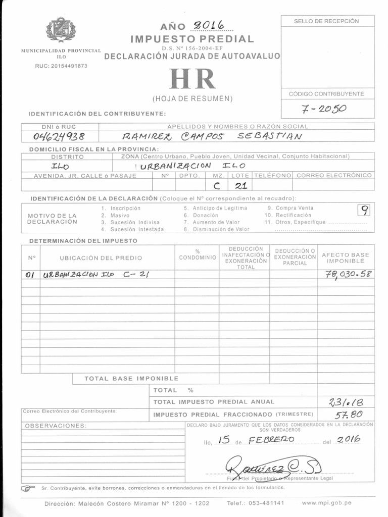 Ejemplo Llenado de Formulario | PDF