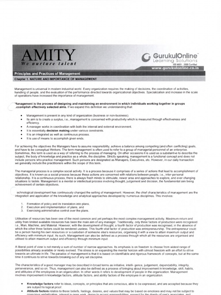 ADL 01 Principles and Particles of Management | PDF | Goal | Planning