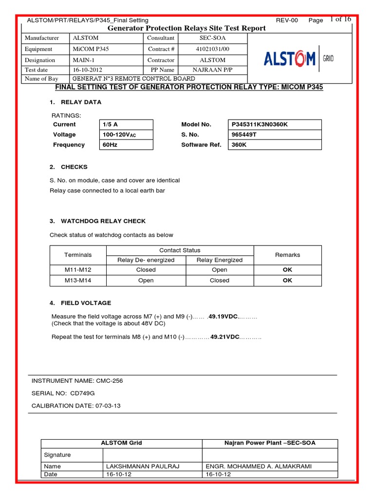 P345 Relay Test Report | PDF | Relay | Electrical Impedance